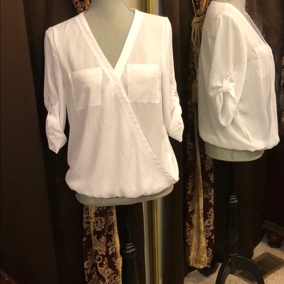 New York & Company | Tops | Nyc Cute White Cross Front Blouse Nwot ...